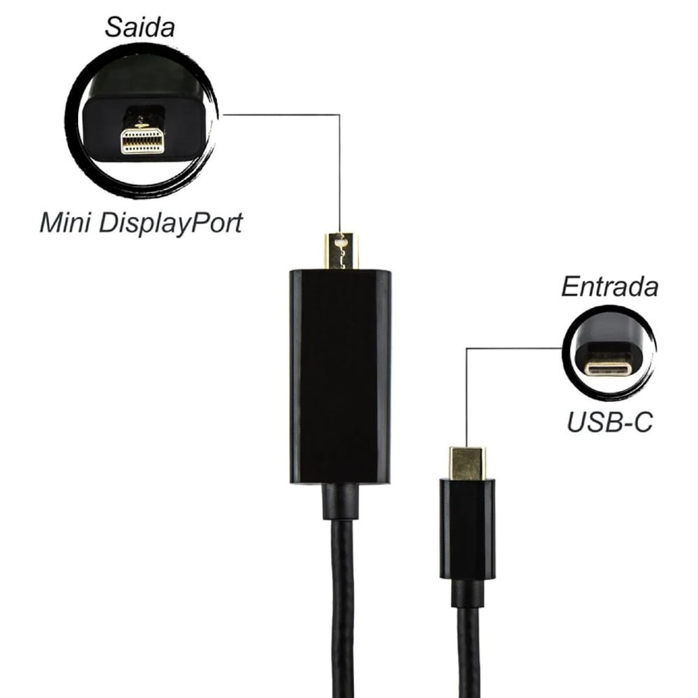 Cabo USB-C Para Mini Displayport 1,8M Cirilo Cabos | Eletrônica Santana ...