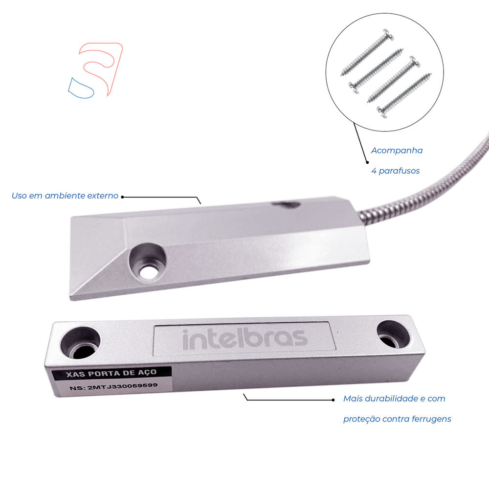 Sensor Magnético XAS para Porta de Aço Intelbras - Eletronica Santana