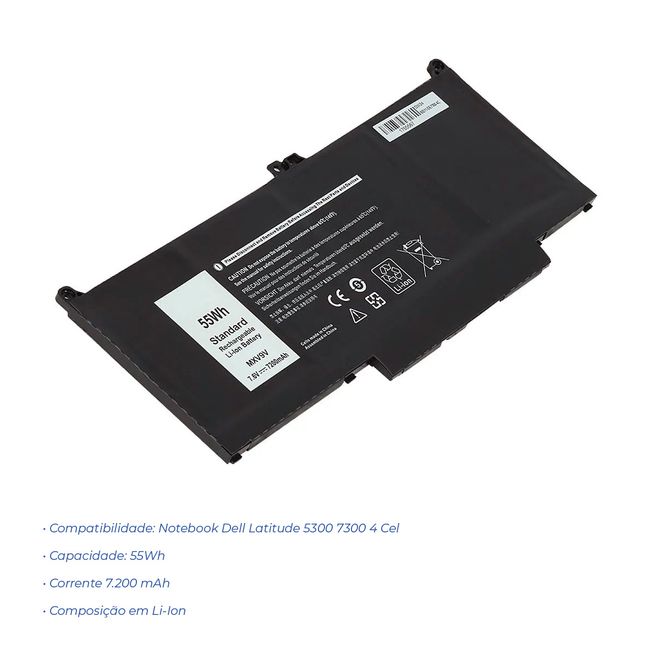 Bateria para Notebook Dell Latitude 5300 7300 4 CEL BB11-DE7300-4C Best ...
