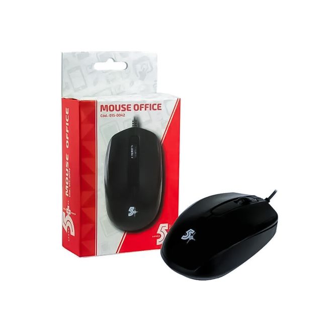 Mouse com Fio USB Office Preto 5+ - Eletrônica Santana - Eletronica Santana