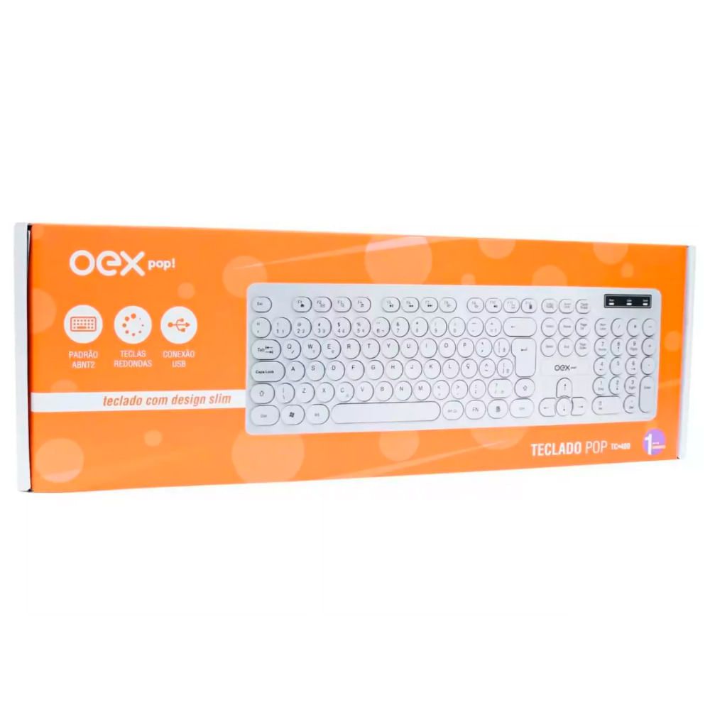 Teclado Com Fio USB Pop Slim Teclas Redondas ABNT2 TC400 OEX ...