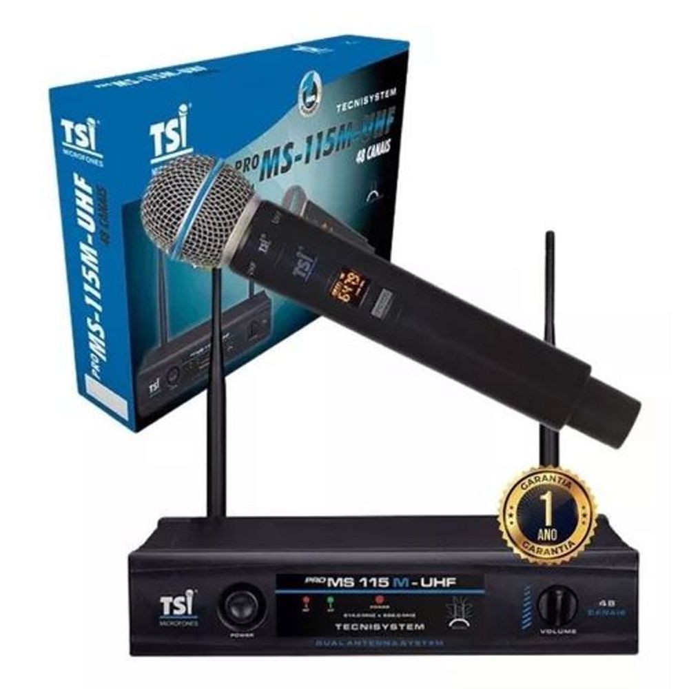 Microfone Sem Fio MS115M UHF TSI | Eletrônica Santana - Eletronica Santana