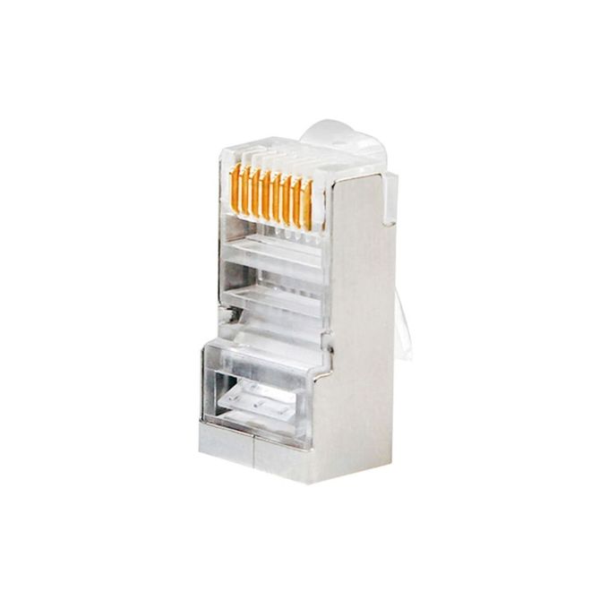 Conector RJ45 Cat5 Macho Blindado | Eletrônica Santana - Eletronica Santana