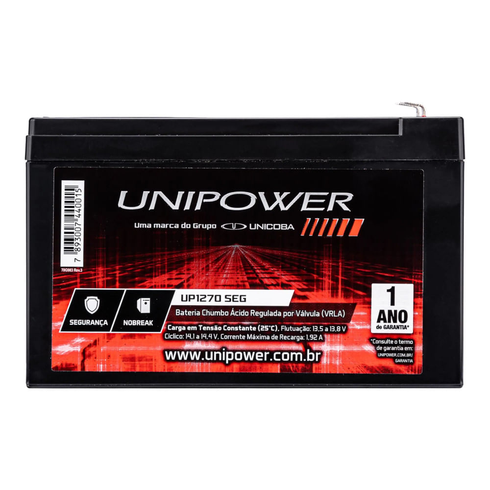 Kit Bateria Selada Unipower Estacionária VRLA UP1270SEG 12V/7Ah F187 ...