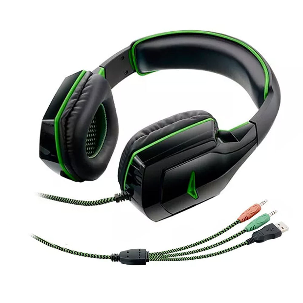 Headset Gamer USB/P2 Aux Preto/Verde PH180 Multilaser - Eletronica Santana
